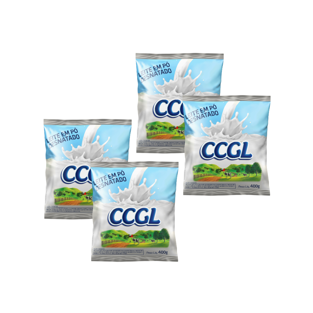Kit 4 Leite Pó Desnatado CCGL Pacote 400g | Shopee Brasil
