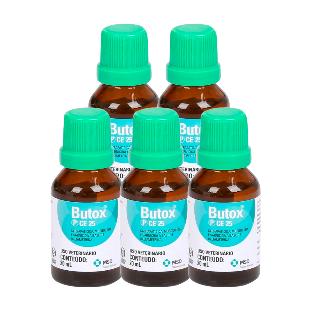 Kit 5 unidades Butox para Carrapatos e Pulgas Original 20ml faz 20 ...