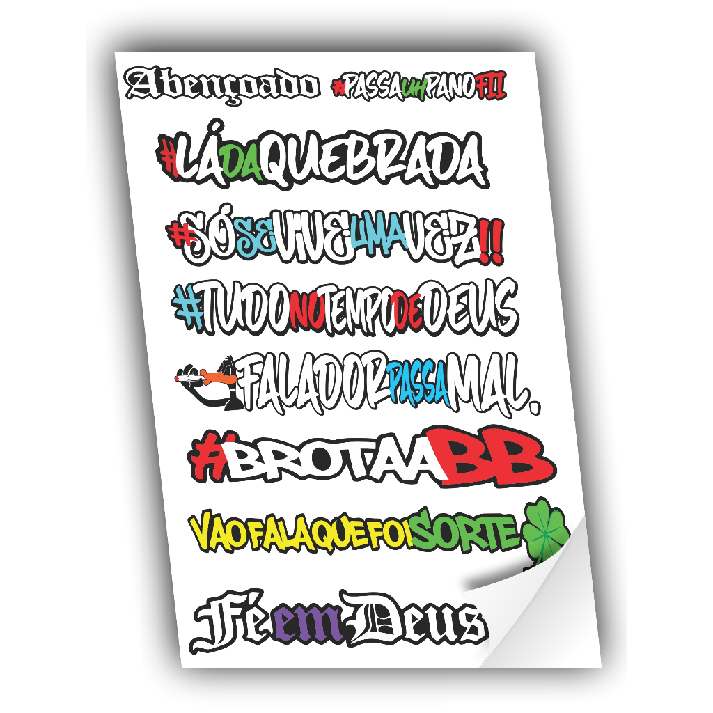 Cartela Adesivos Stickers Figurinhas para Moto Bike Carro Moto Capacete Personalizados Boa ...