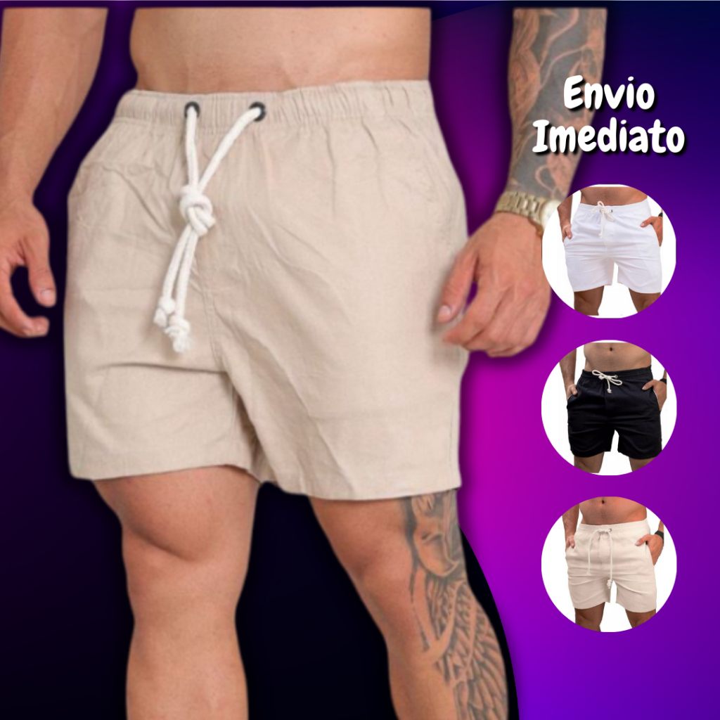Short de Linho Masculino | Shopee Brasil