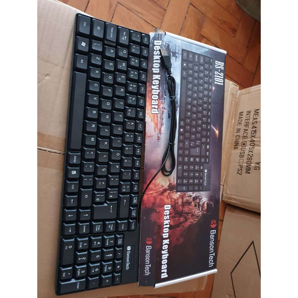 Teclado Com fio Usb Banson Preto | Shopee Brasil