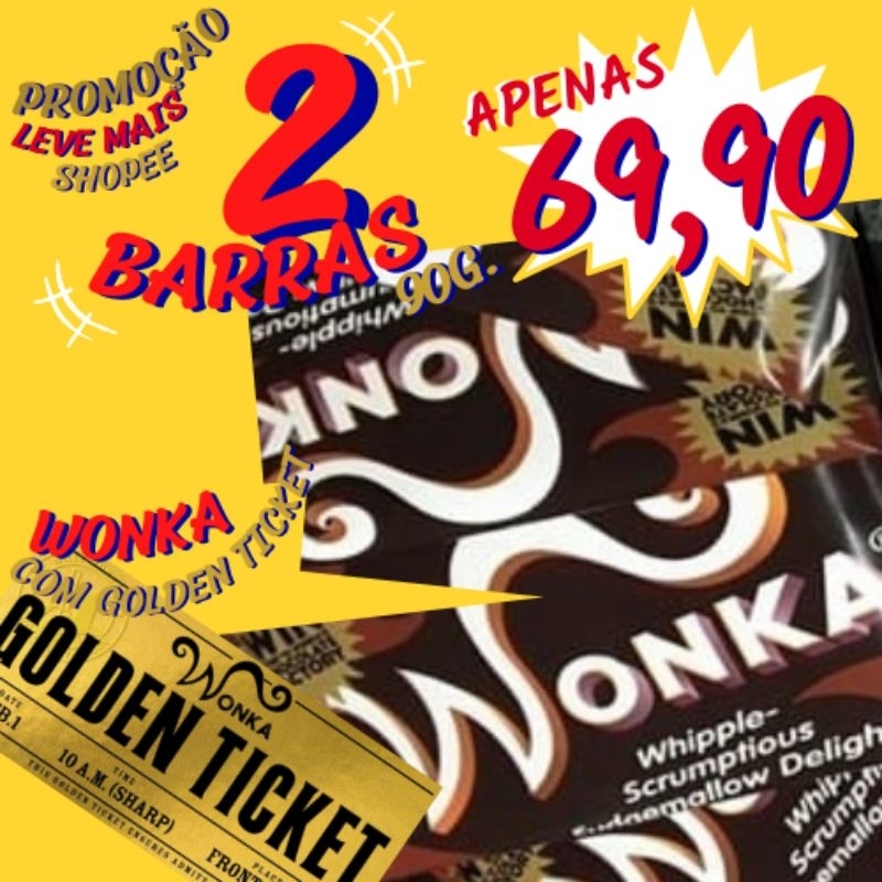 chocolate 2 barras Willy Wonka 90g. | Shopee Brasil