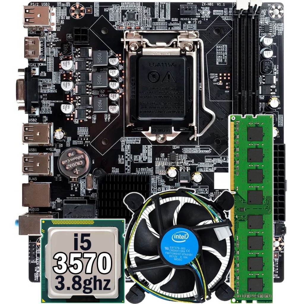 Kit upgrade intel i5 1155 placa mae h61 + cooler + memoria ram ddr3 4gb ...
