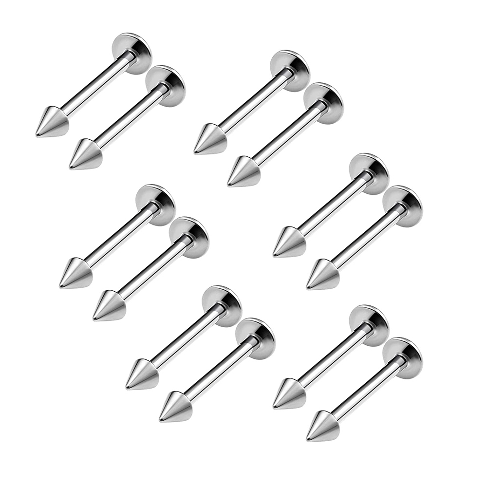 Cartela kit 12 Piercings Labret 6 Piercing Spike Tragus Hélix ...