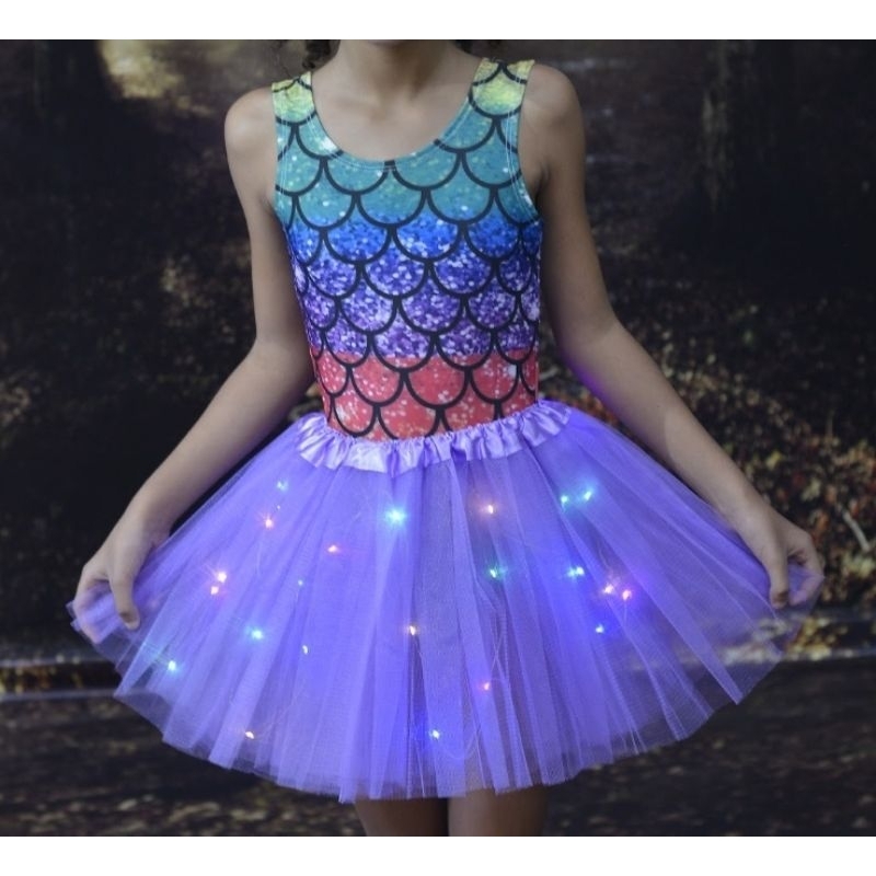 fantasia infantil sereia kit pçs body saia tule com led Carnaval ...
