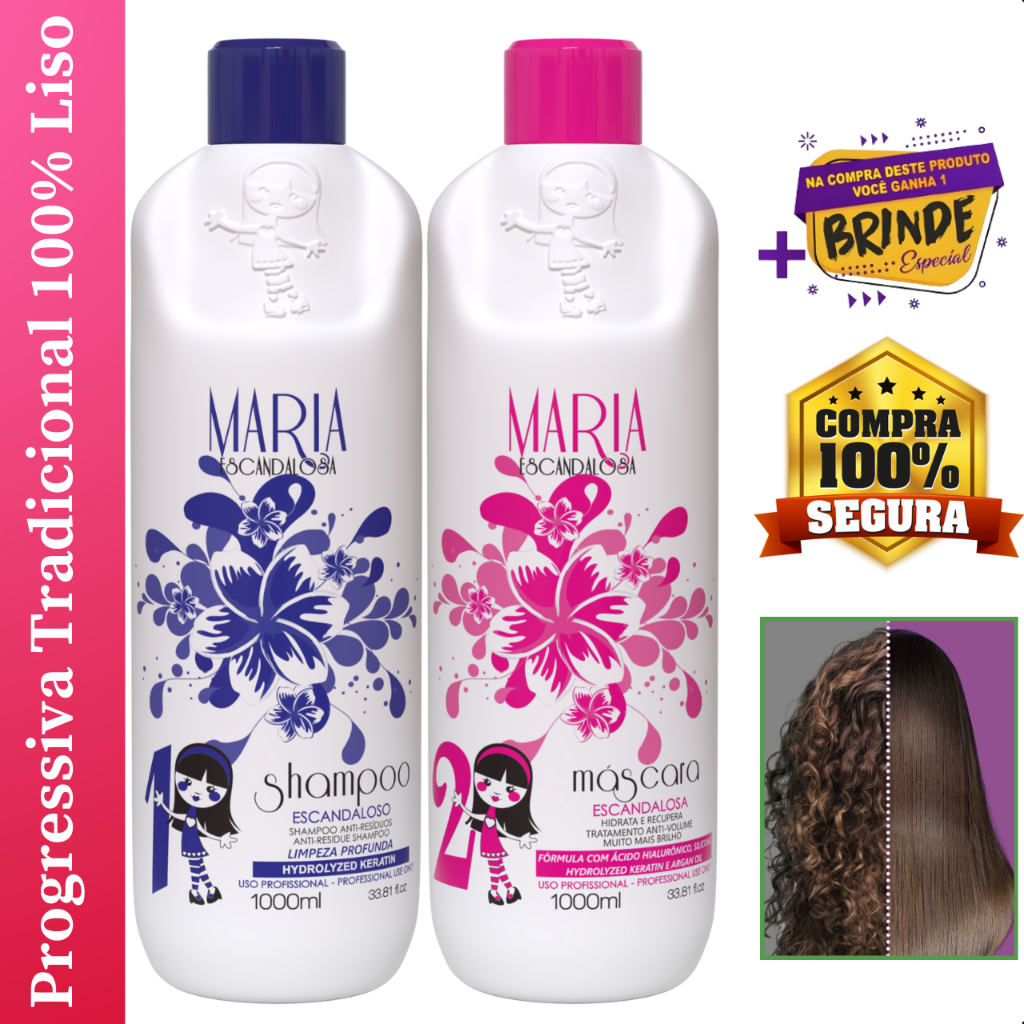 Kit Realinhamento Capilar Escova Progressiva Maria Escandalosa 2x1000ml ...
