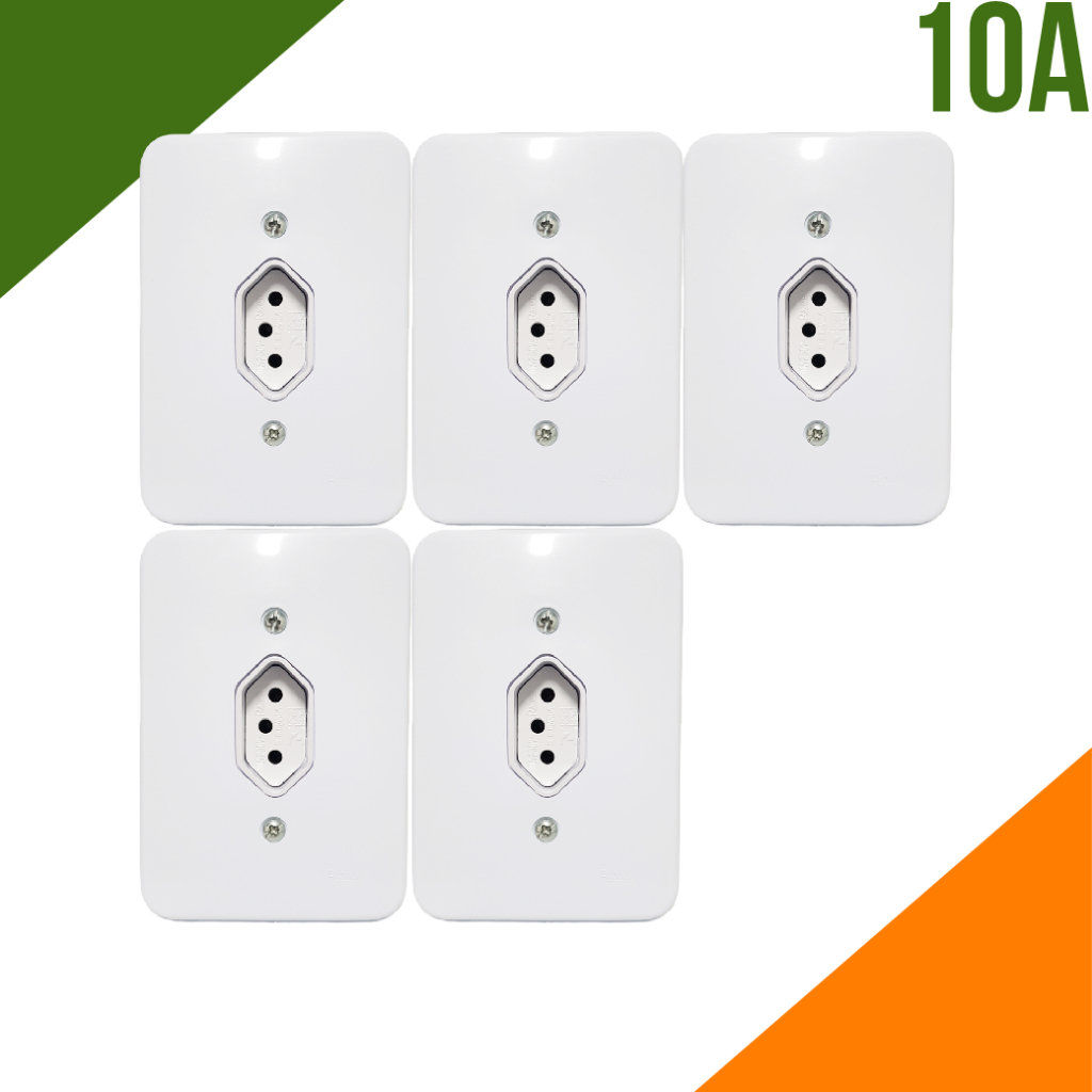 Kit Tomada 10A Simples Completa 5un 110-220V Radial | Shopee Brasil