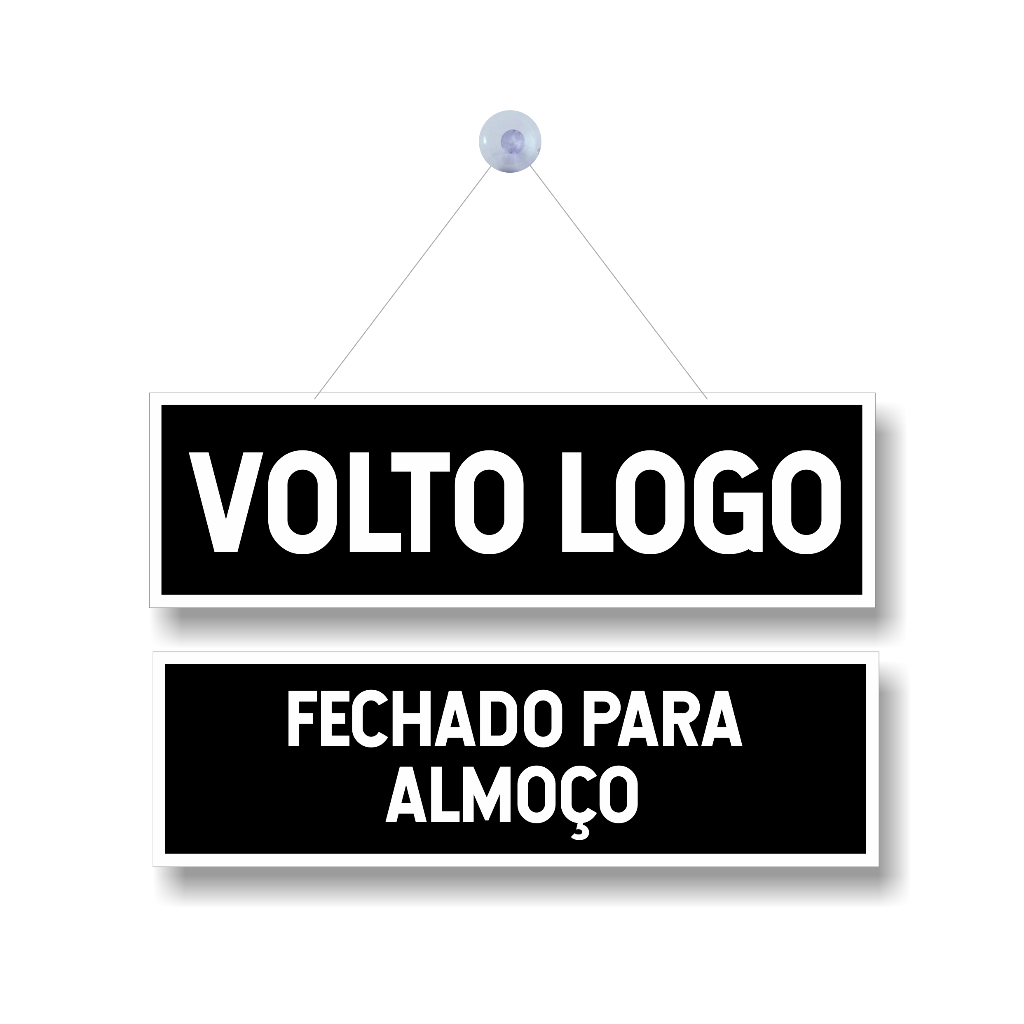 Placa Volto logo e Fechado para almoço cordão e ventosa Preto | Shopee ...