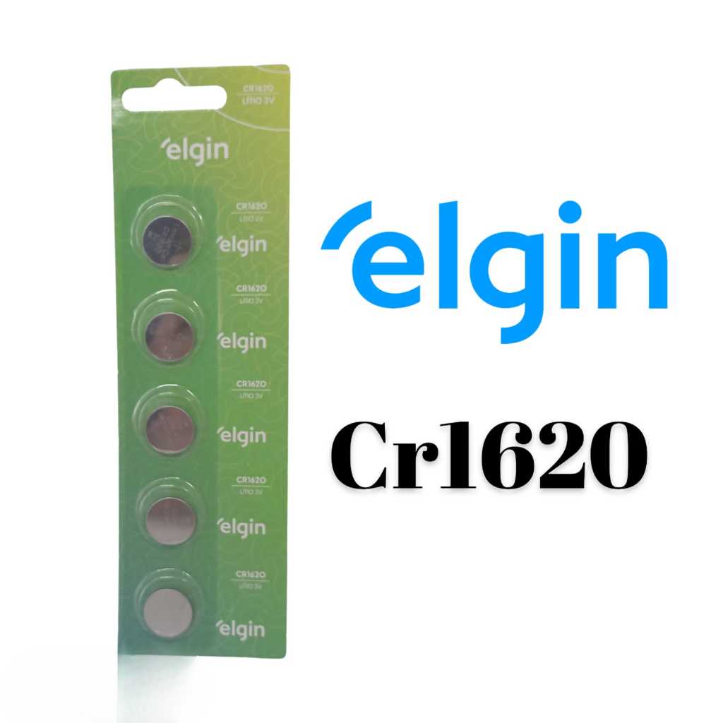 5 Baterias Pilha Botão CR1620 3V Elgin Moeda 1 Cartela (Blister com 5) CR 1620 3 V | Shopee Brasil