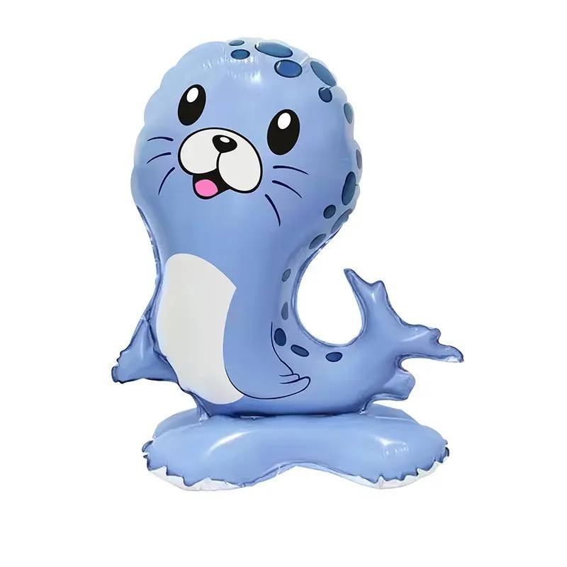 10 Balão Metalizado Peixe Foca Azul 4d Com Base Fundo do Mar | Shopee ...