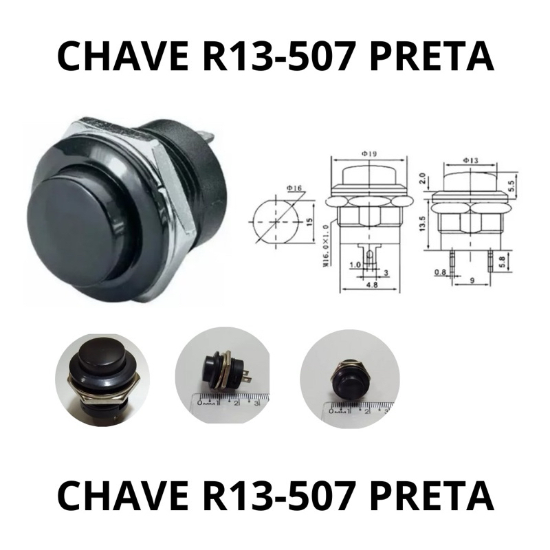 chave R13-507 preta ( pacote com 10 ) | Shopee Brasil