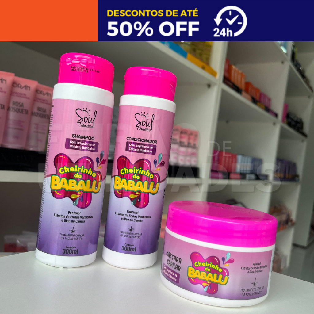 Kit para Cabelo Cheirinho de Babalu Bubbaloo Shampoo Condicionador e ...
