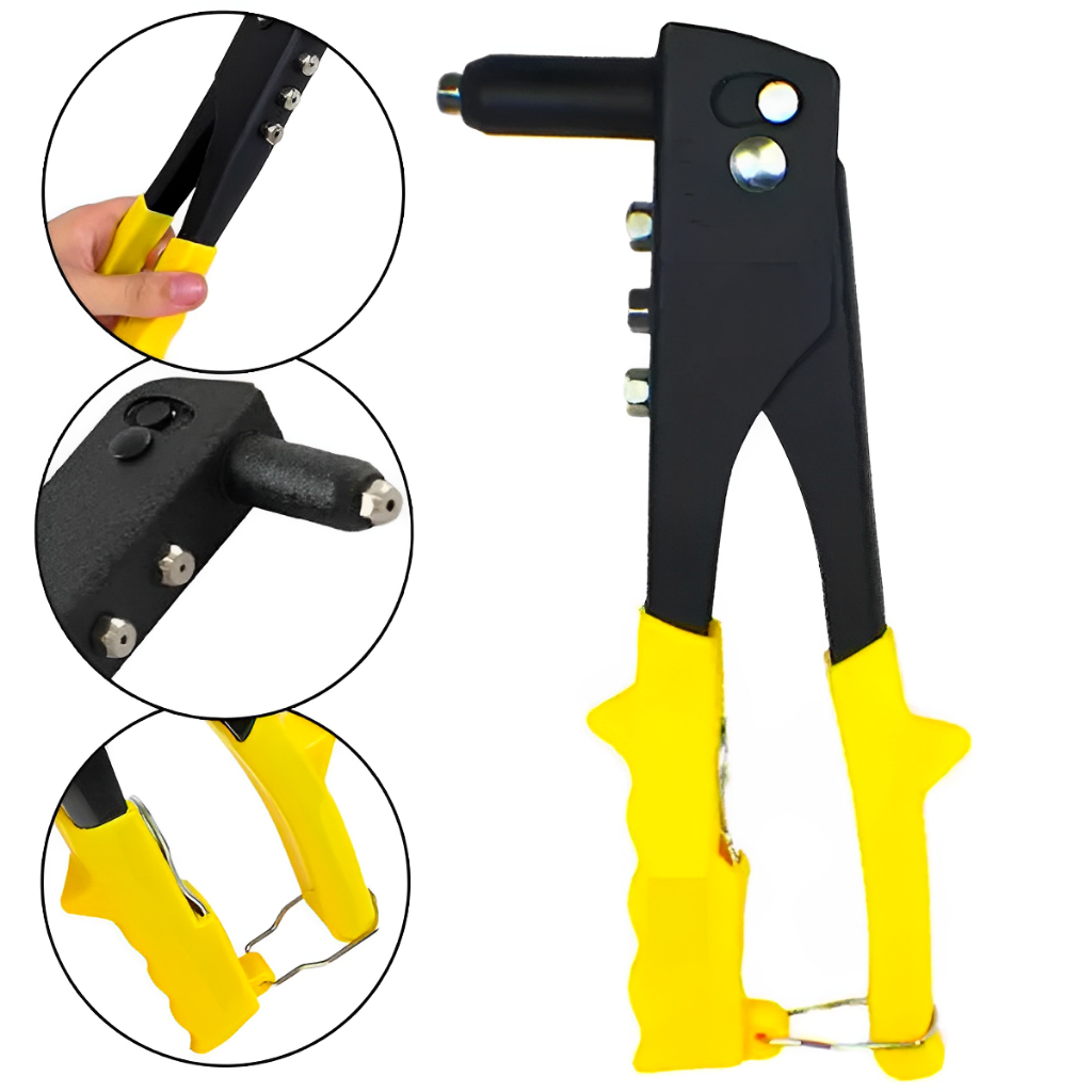 Rebitadeira Manual Profissional Alicate Rebitador 9,5 pol 24cm 4 Bicos ...