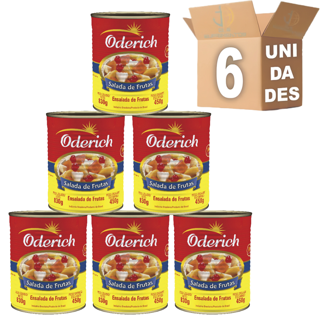 Kit 6 Salada De Frutas Em Conserva Oderich 830g Lata | Shopee Brasil