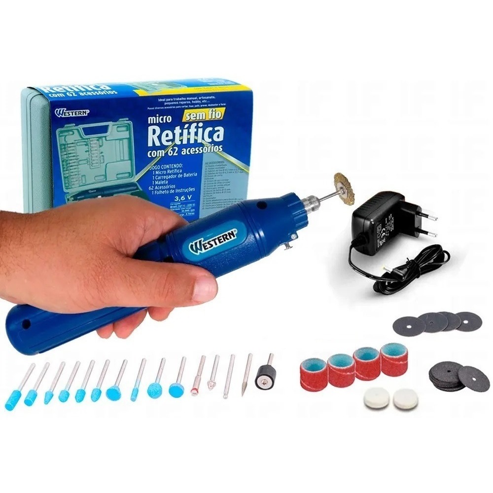 MICRO RETIFICA C/ 62 Acessorios- R60 Western+MALETA COMPLETA 100% ...