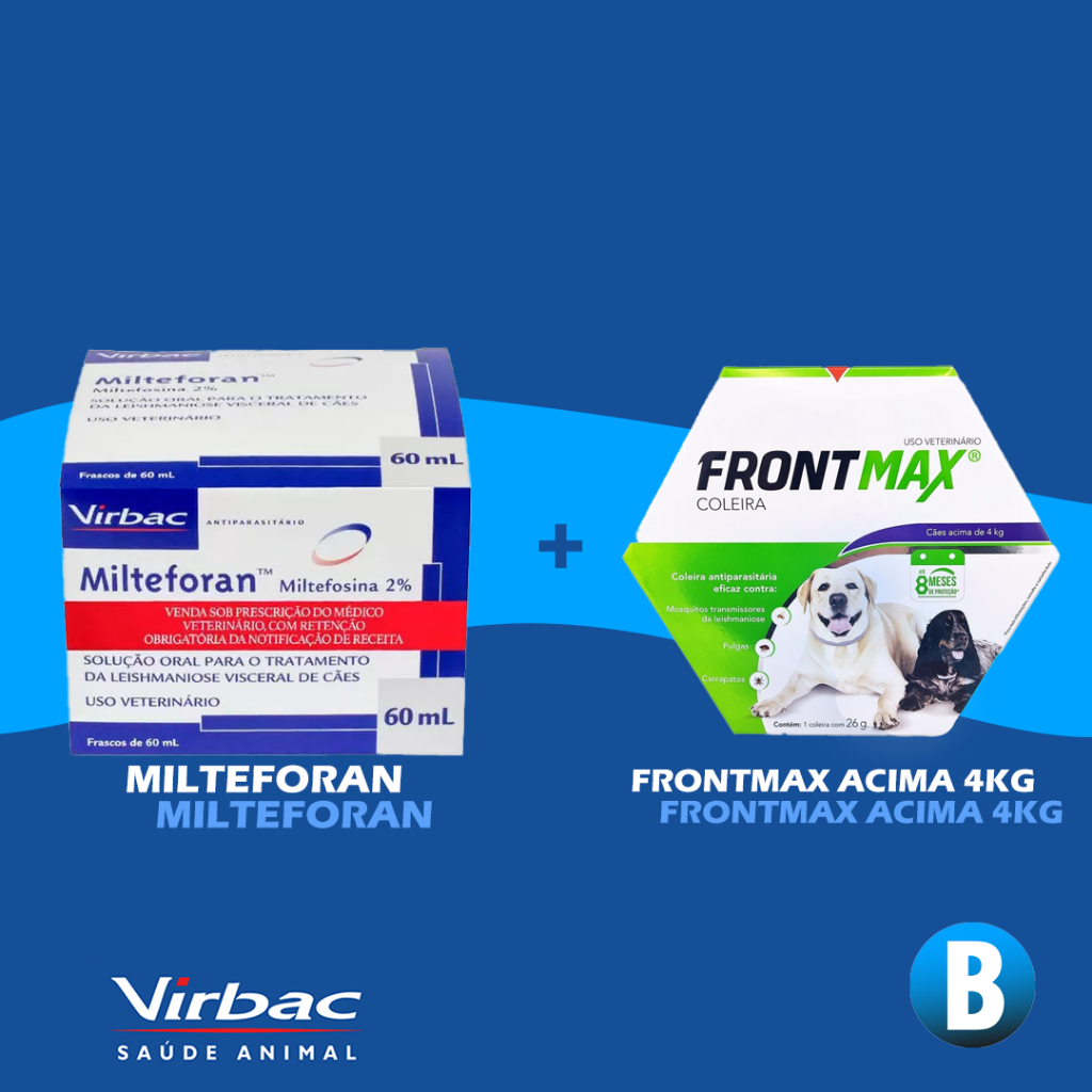 Milteforan Antiparasitario 60ml Virbac + Frontmax Acima 4kg Antipulgas ...