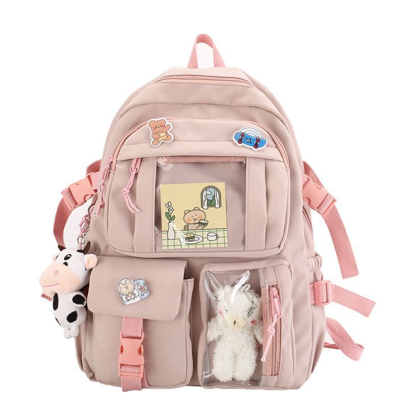 Mochila Feminina Escolar Passeio Coreano Grande Capacidade Com Chaveiro