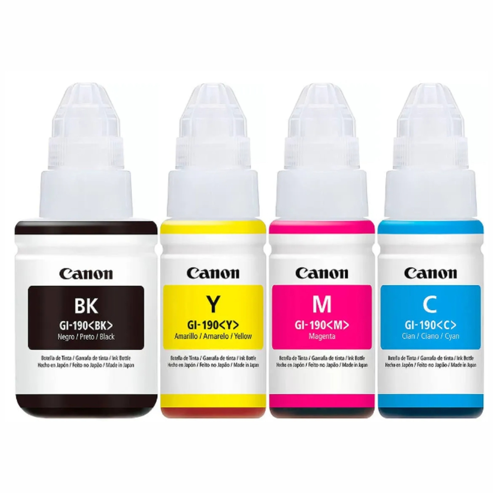 KIT 4 TINTAS GL190 190 TANQUE DE TINTA PIXMA MAXX G1100 G2100 G3100 G3102 | Shopee Brasil