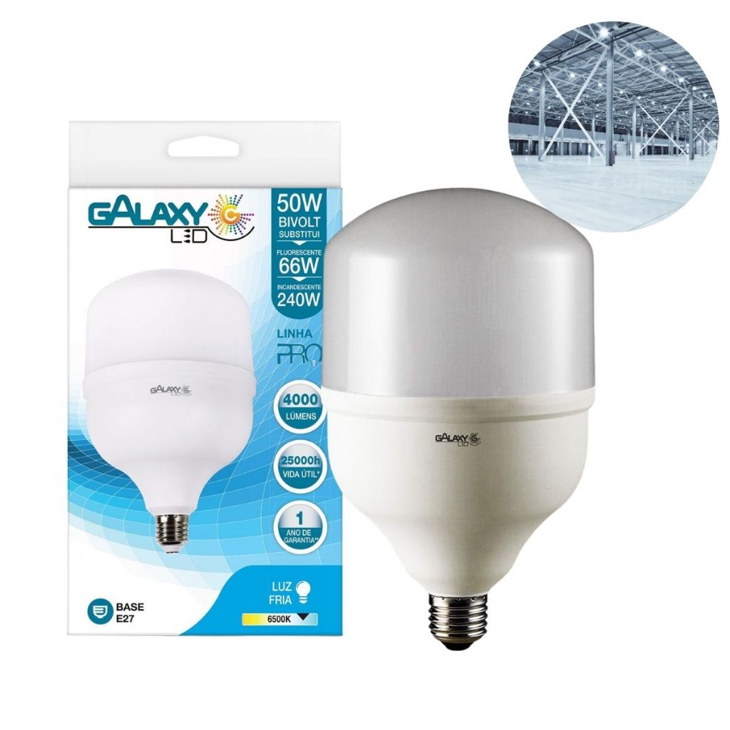 Lampada Led Bulbo 50w Branco Frio 6500k Alta Potencia | Shopee Brasil