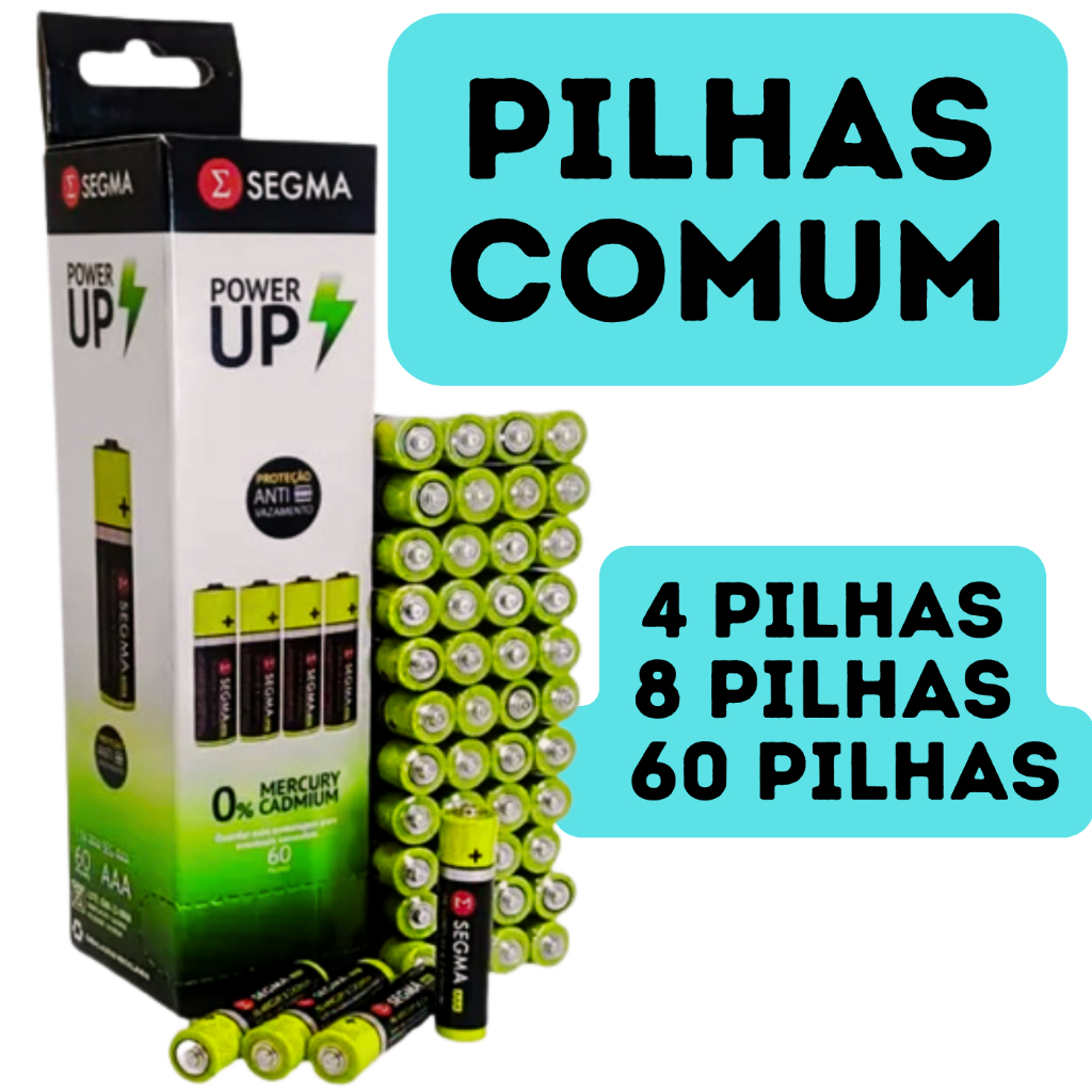 Pilhas Comum AA com 4un 8un e 60 unidades | Shopee Brasil