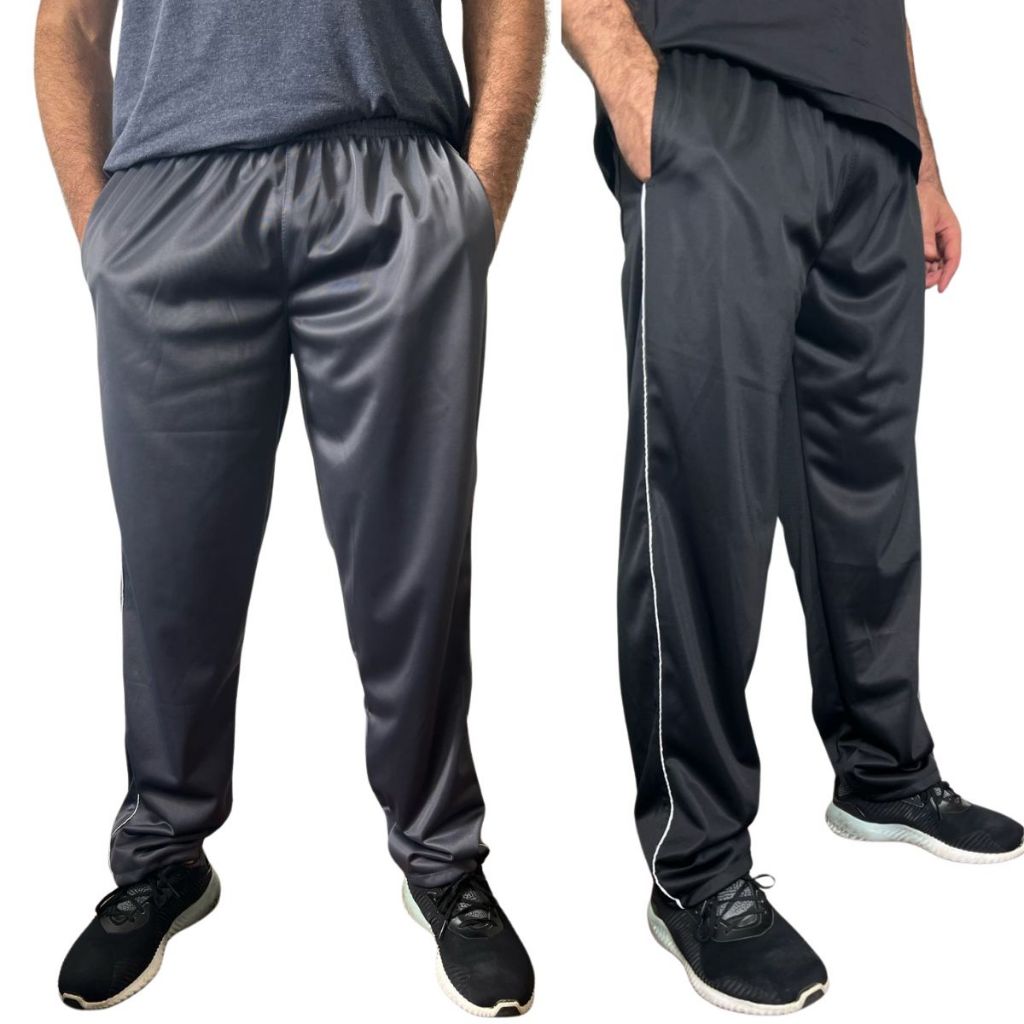 Kit 2 Calça Flanelada Masculina Helanca Agasalho Adulto Chimpa Inverno ...