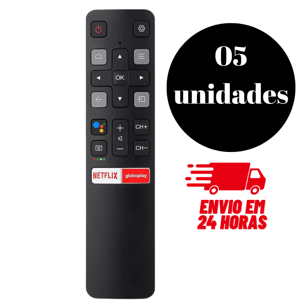 Kit 5 controles TCL SMART NETFLIX GLOBOPLAY | Shopee Brasil