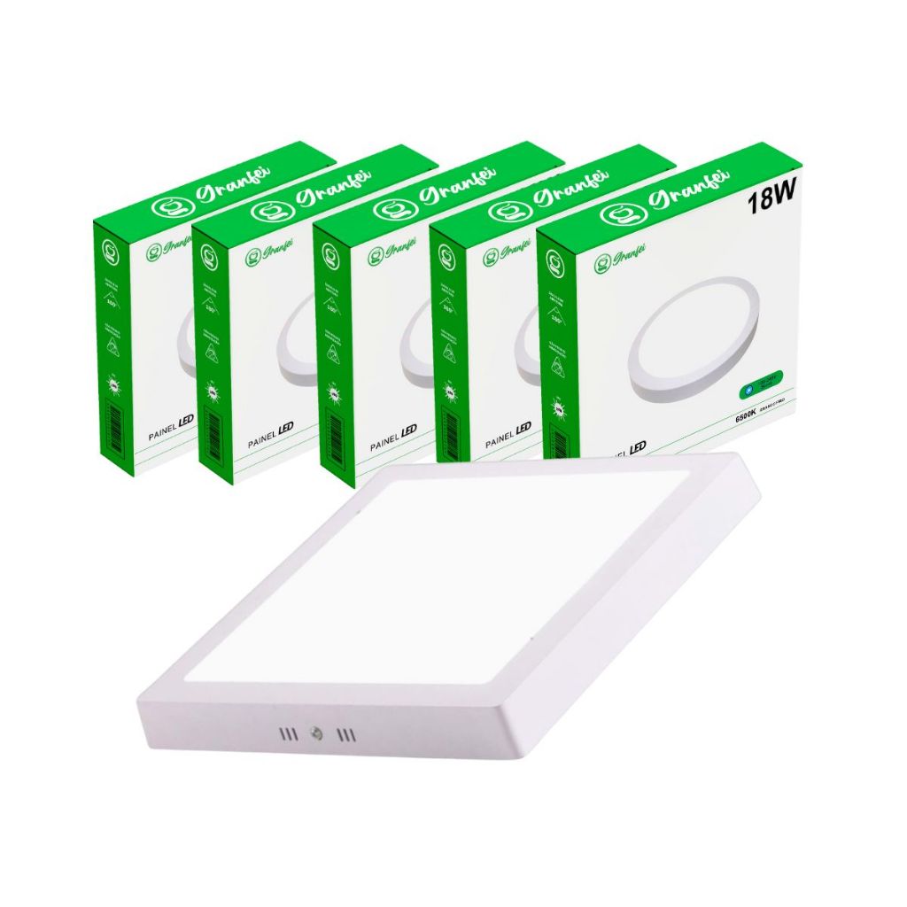 Kit 10 Luminária Painel Plafon Led 18W Sobrepor Quadrado Redondo Frio Neutro Quente 3000K 6500K ...