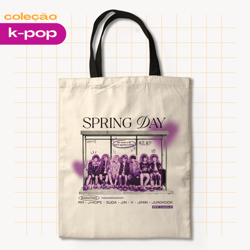 Bolsa Ecobag Spring Day BTS Modelo Tote Bag K-POP | Shopee Brasil