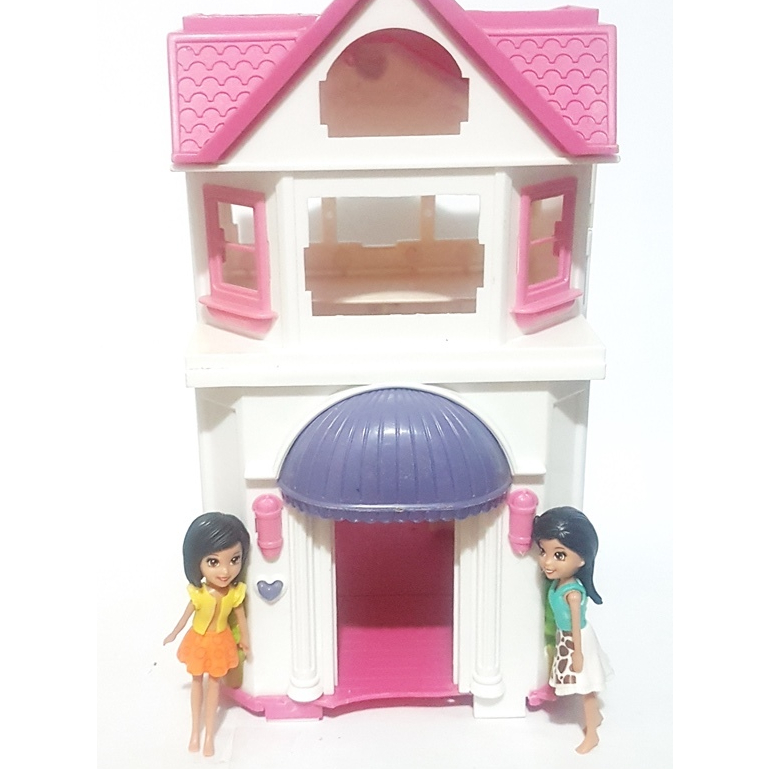 CASINHA DA POLY COM 2 BONECAS 24X14CM LINDA USADA ABRE E FECHA | Shopee ...