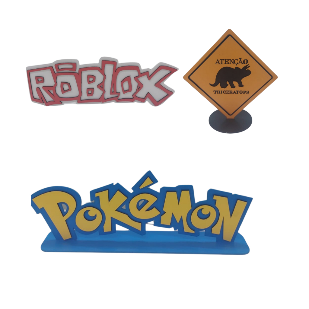 Tema Pokémon Roblox Dinossauro Display Na Base Mdf Decoração Festa ...