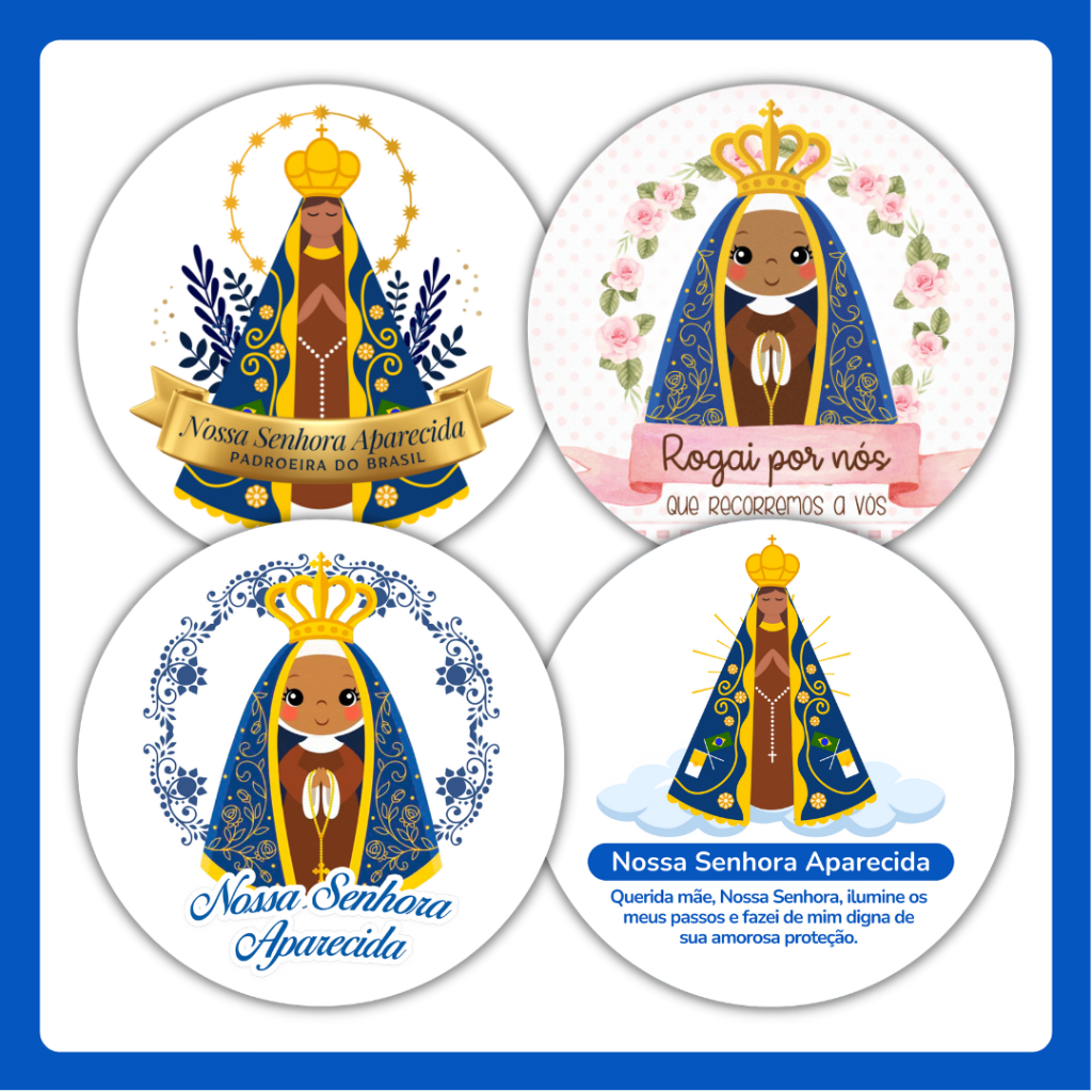 60 Adesivos Nossa Senhora Aparecida 4x4cm | Shopee Brasil