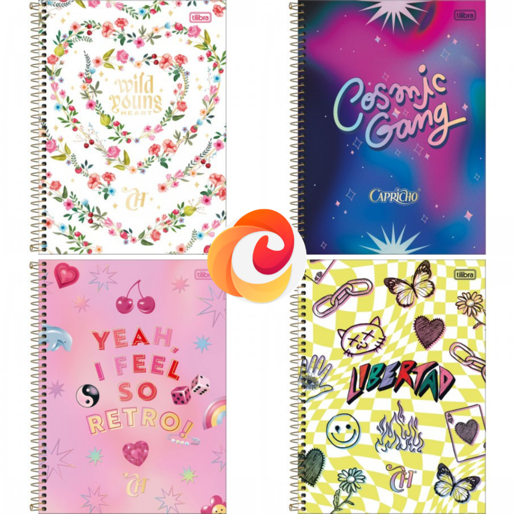 Caderno Espiral Capa Dura Capricho 80 Folhas - TILIBRA 2024 | Shopee Brasil