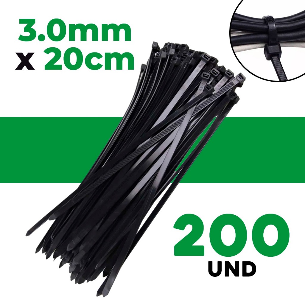 200 Abraçadeiras de Nylon Enforca Gato Cinta Plástica 3.0 mm X 200mm ...