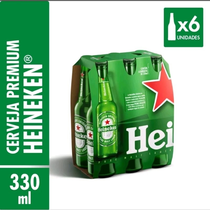 Cerveja Heineken Long Neck 330ml - Pack 06 Unidades | Shopee Brasil