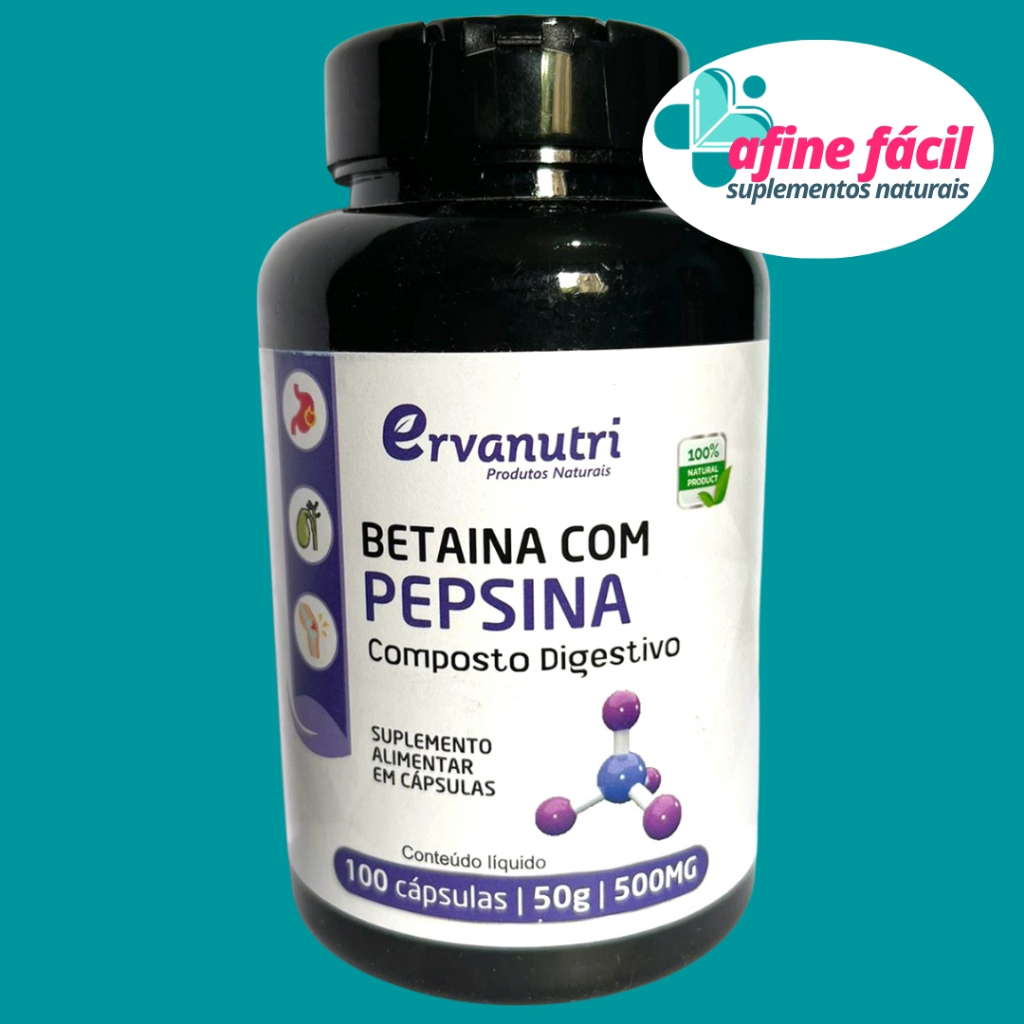 PROMOÇÃO IMPERDÍVEL Betaína com Pepsina Composto Digestivo - 100 Caps ...