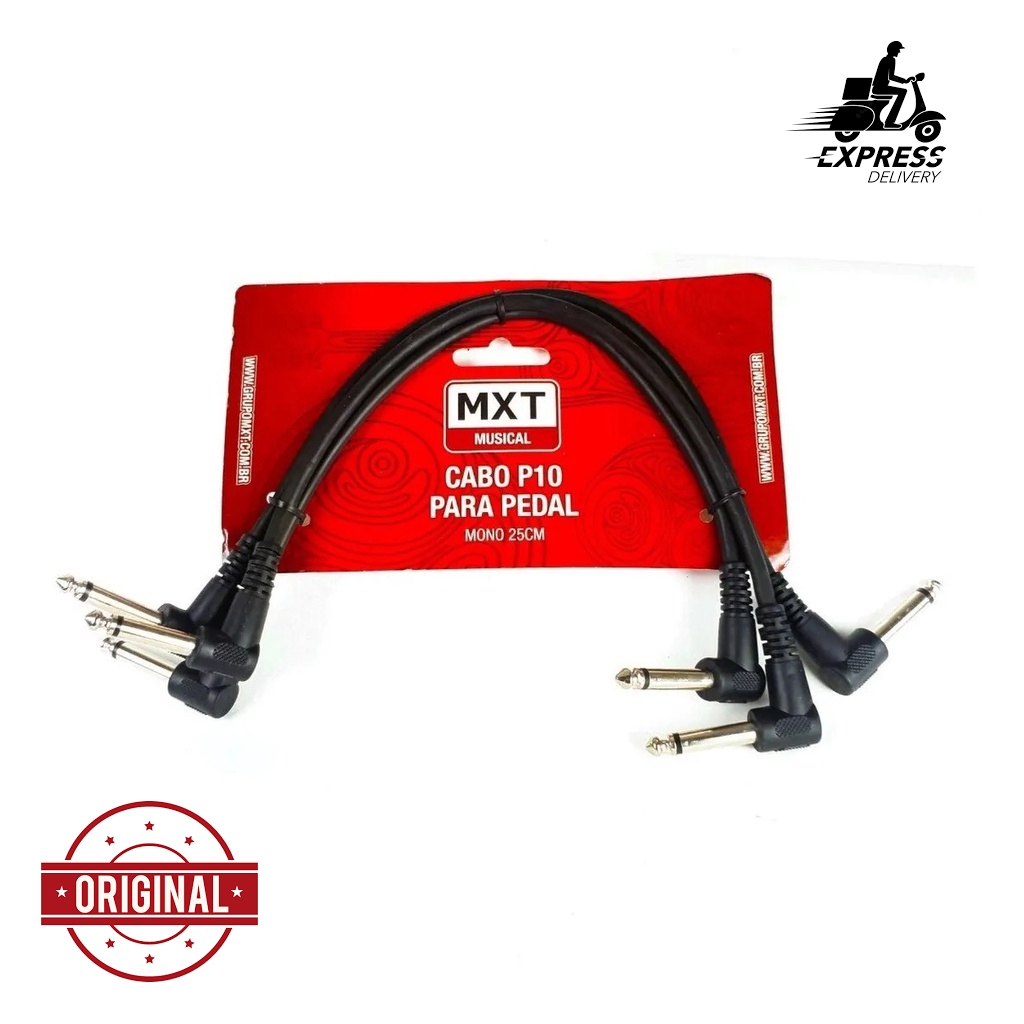Kit 3 Cabos P10 mono para Pedal ou Pedais com 25cm P10 90° para ...