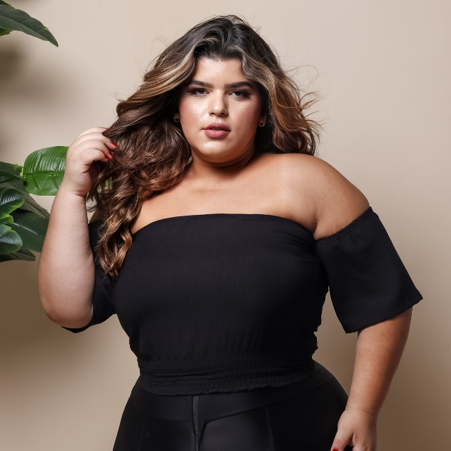 Cropped Lola Plus Size Com Elaxtes Rosa Soul | Shopee Brasil