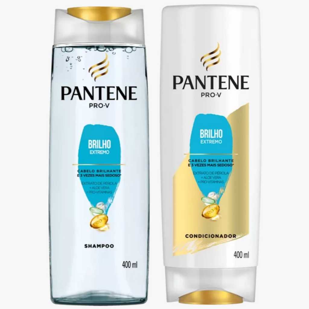 KIT PANTENE SHAMPOO+CONDICIONADOR BRILHO EXTREMO 400ML(CADA) | Shopee Brasil