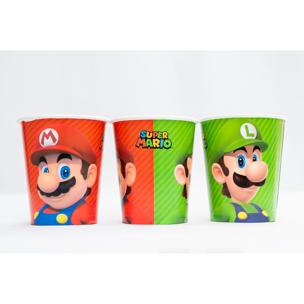 Copinho Super Mario Copo de Papel 200ml Festa Aniversário Pct c/ 8 unid ...
