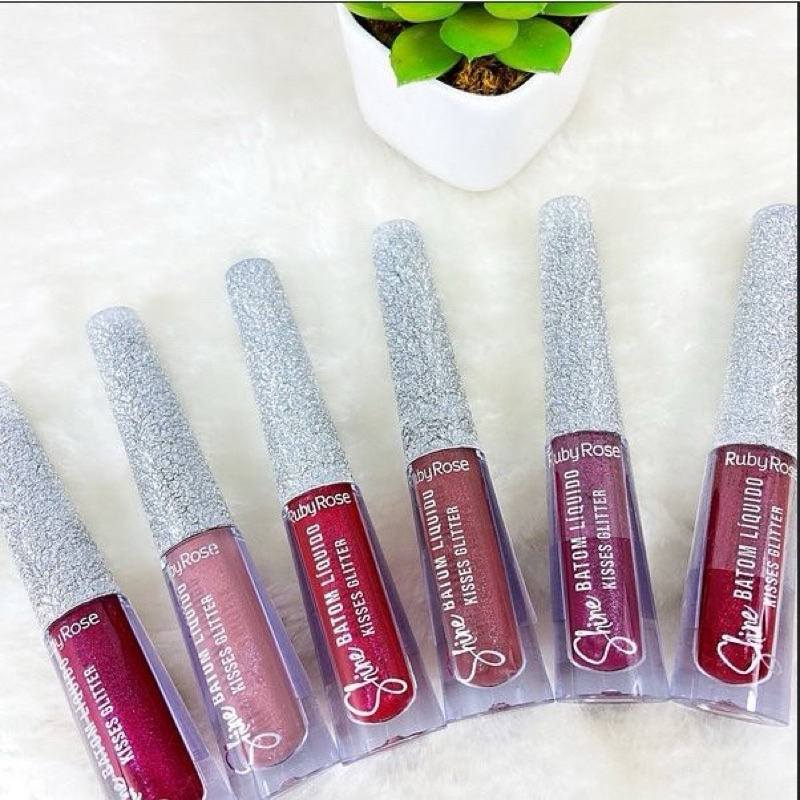 Batom Líquido Shine Kisses Glitter Ruby Rose HB-8223 | Shopee Brasil