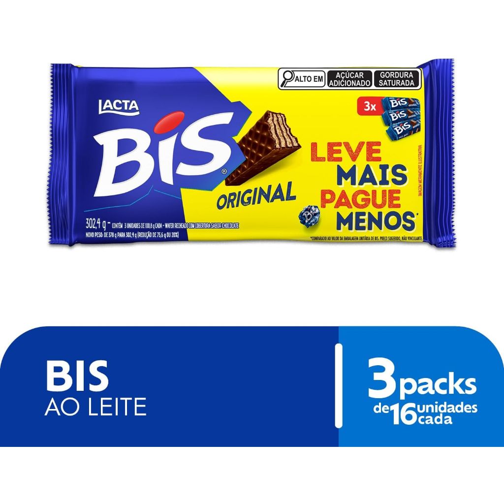 Bis Chocolate Bis Ao Leite Tripack (3 Unidades De 100 8G) | Shopee Brasil