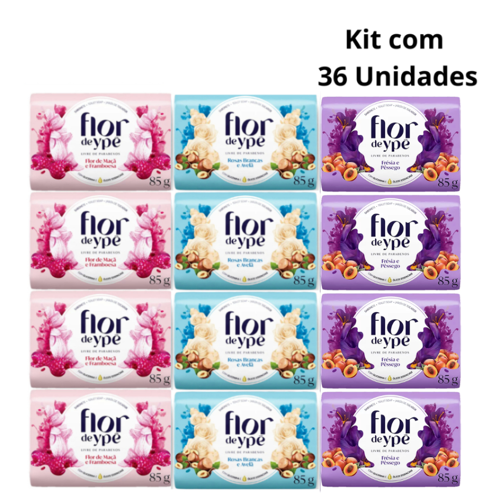 KIT com 36 Unidades Sabonete Flor de Ype Fragrância Variadas 85g ...