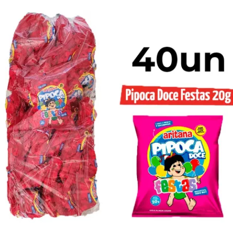 Pipoca Aritana Fardo com 40 pacotes de pipoca,cada pacote contem 20 ...