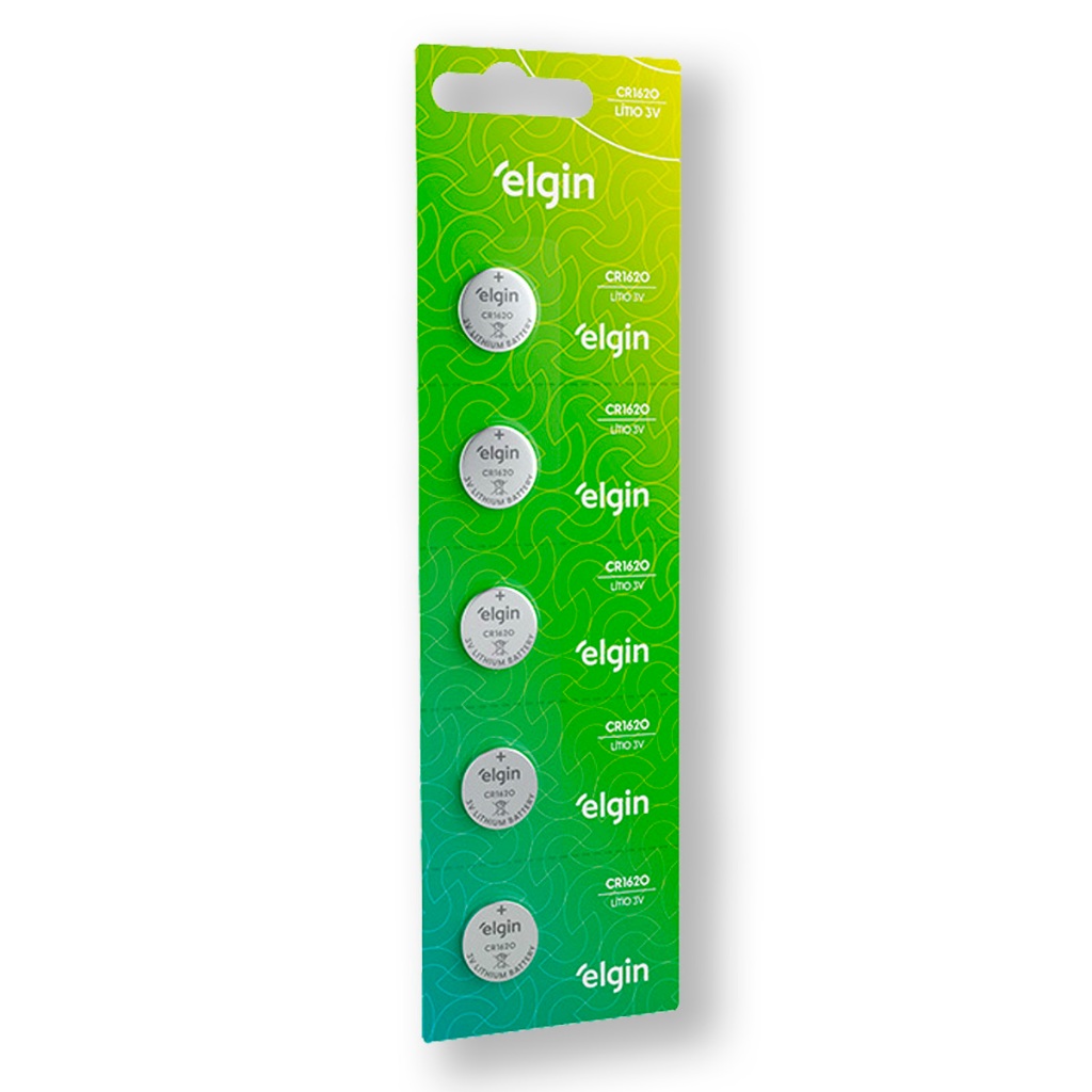 Pilha CR1620 3V Elgin Bateria Moeda 5 unidades | Shopee Brasil
