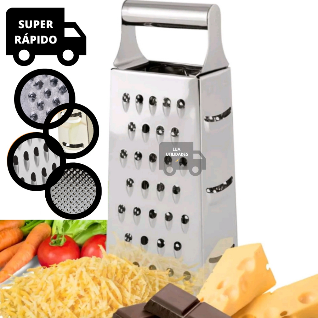Ralador de Legumes Inox 4 Faces Cabo Inox Para Cozinha 21 cm | Shopee ...
