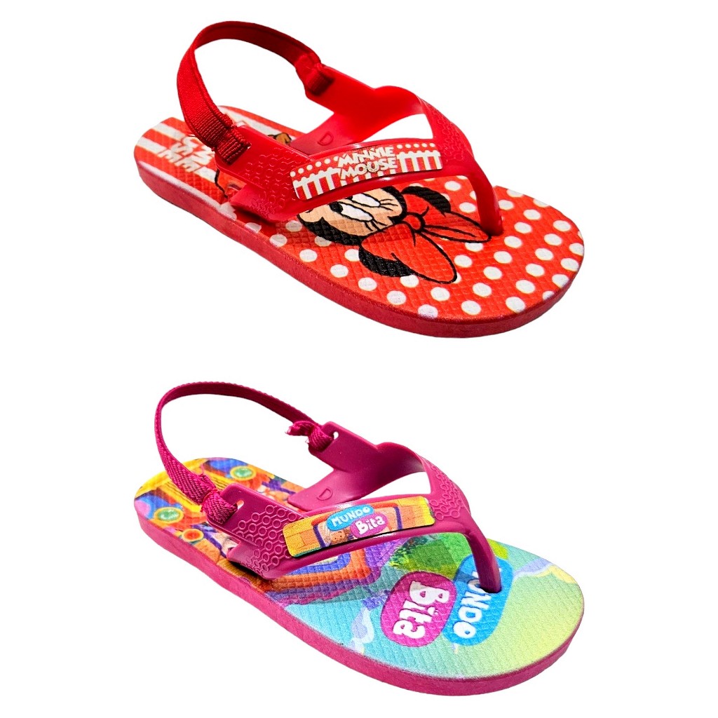 KIT 2 Pares Chinelo Bebe Feminino Elastico Traseiro Macio | Shopee Brasil
