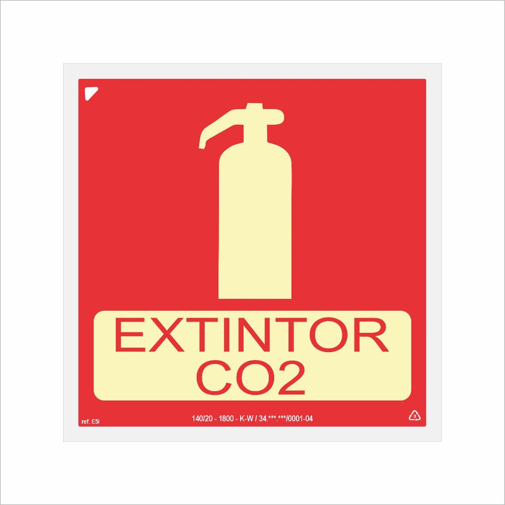 Placa de Sinalização Fotoluminescente para Extintor Co2, Modelo E5i ...