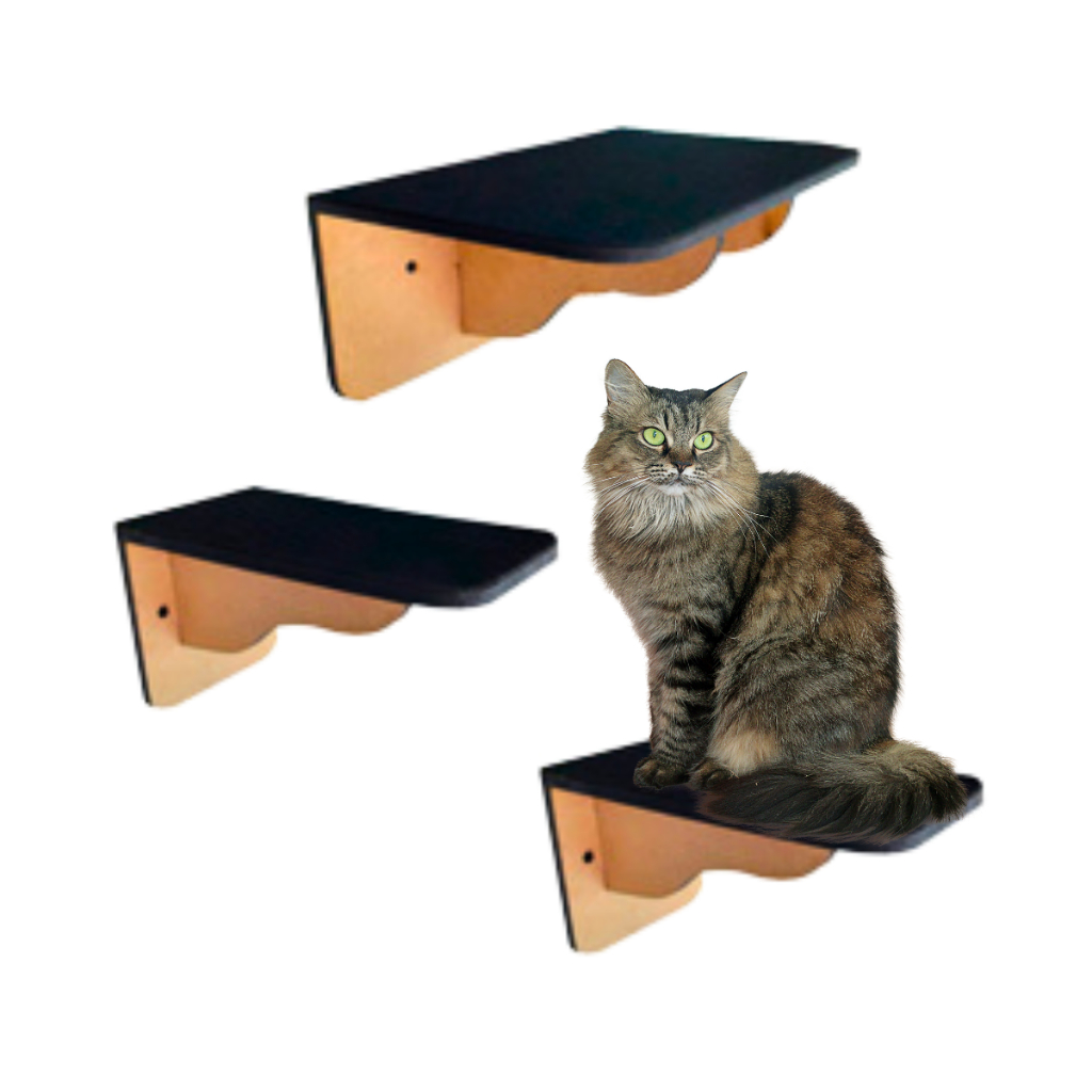 KIt Gato Prateleira 2 Degraus Em Mdf Para Pet Gato | Shopee Brasil