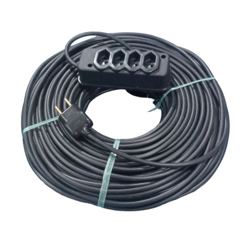 EXTENSÃO ELÉTRICA BIVOLT ***30 METROS CABO PP 2X2,50mm 4 TOMADAS PLUG PRENSA CABO 2 POLOS ...