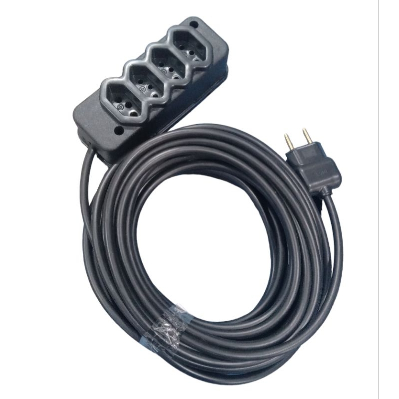 EXTENSÃO ELÉTRICA BIVOLT CABO PP 2X2,50mm 15 METROS. Cor Preto PLUG 2 PÓLOS 10A NORMATIZADO ...